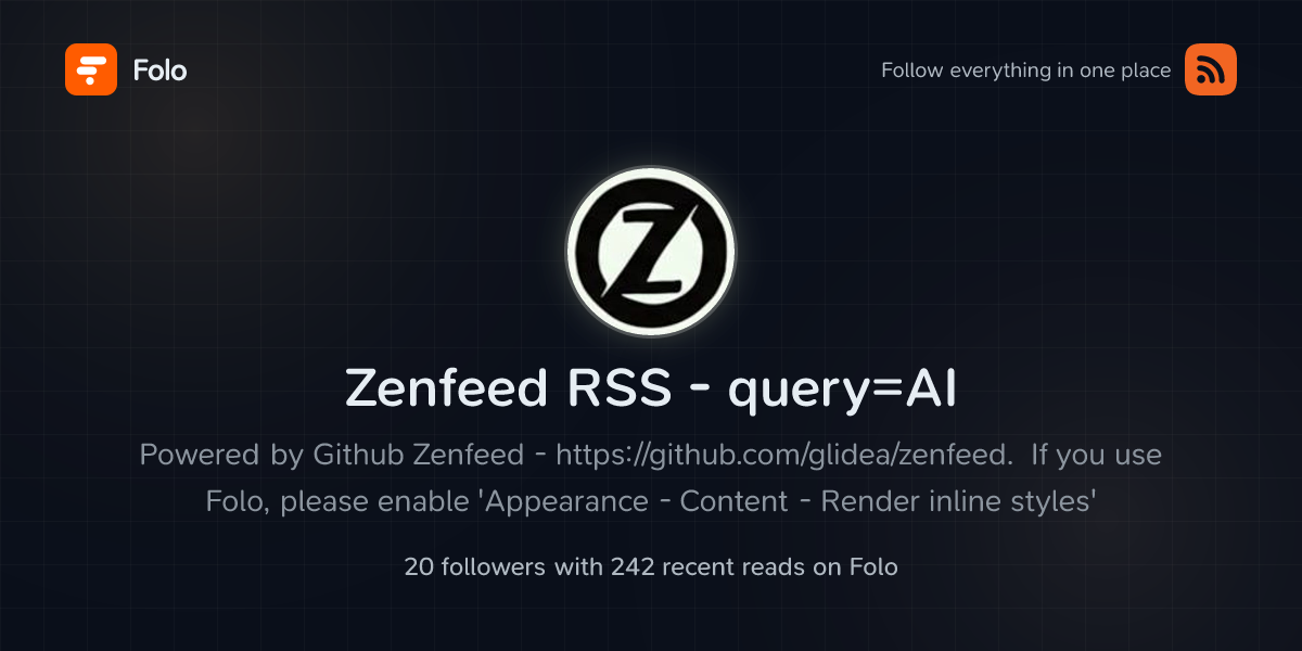 Zenfeed RSS - query=AI | Folo