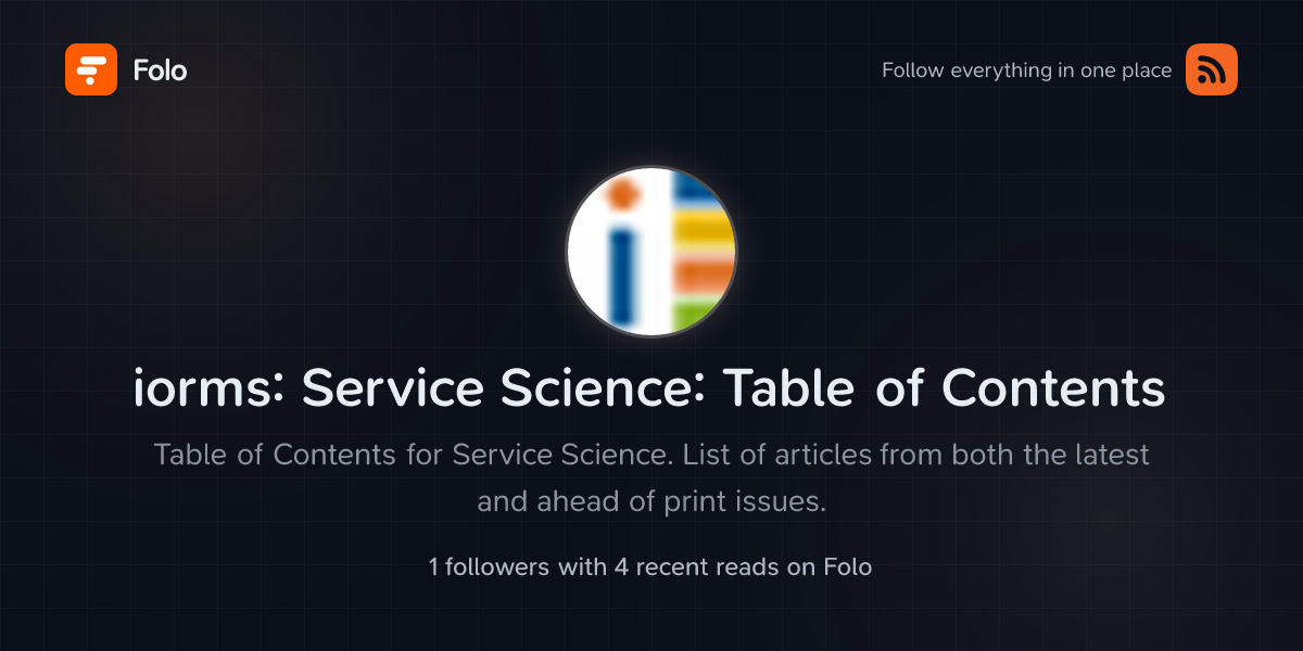 iorms: Service Science: Table of Contents | Folo