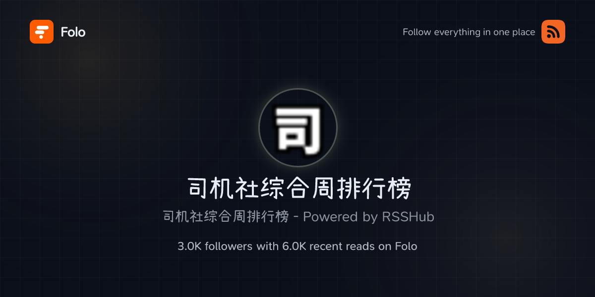 司机社综合周排行榜 | Folo